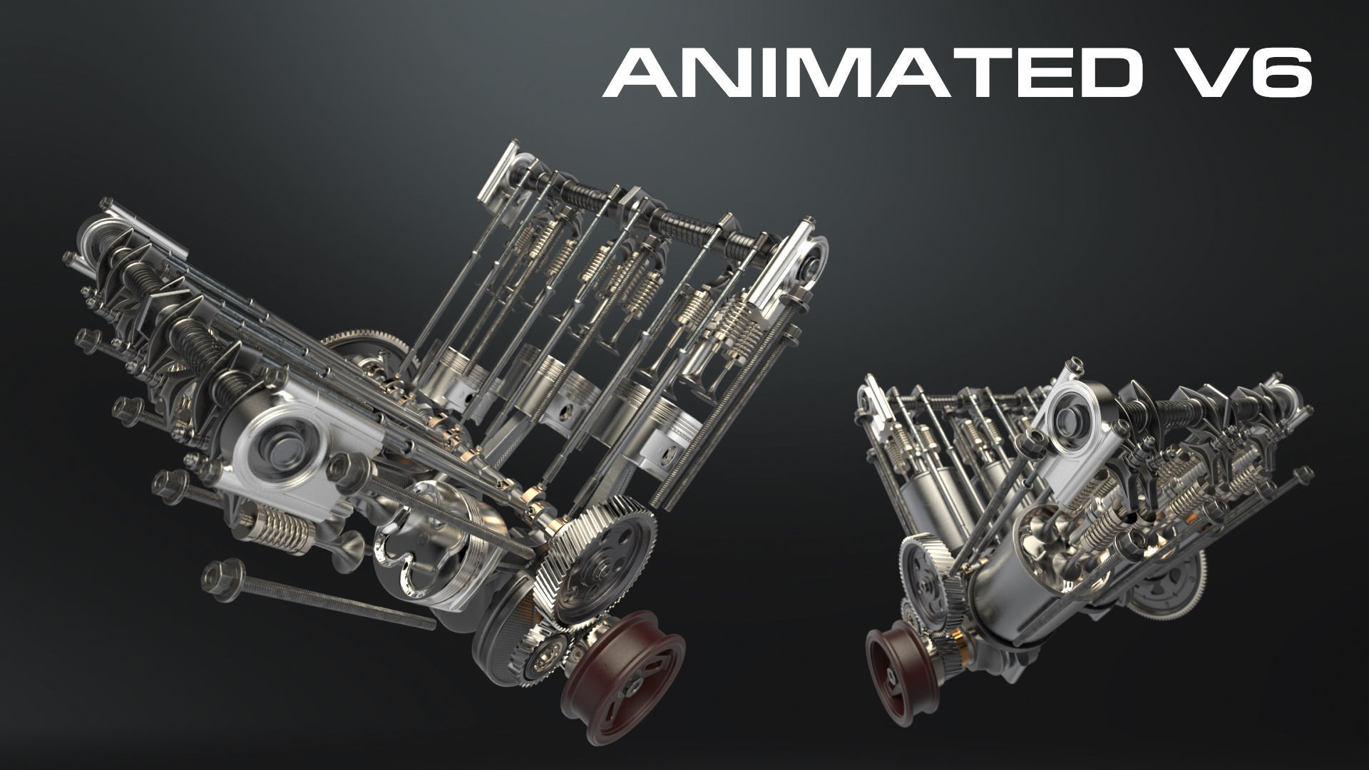V6 Engine Working Animated 3D model animated rigged | CGTrader