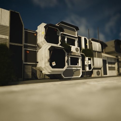 Blender sci fi street 3D model rigged | CGTrader