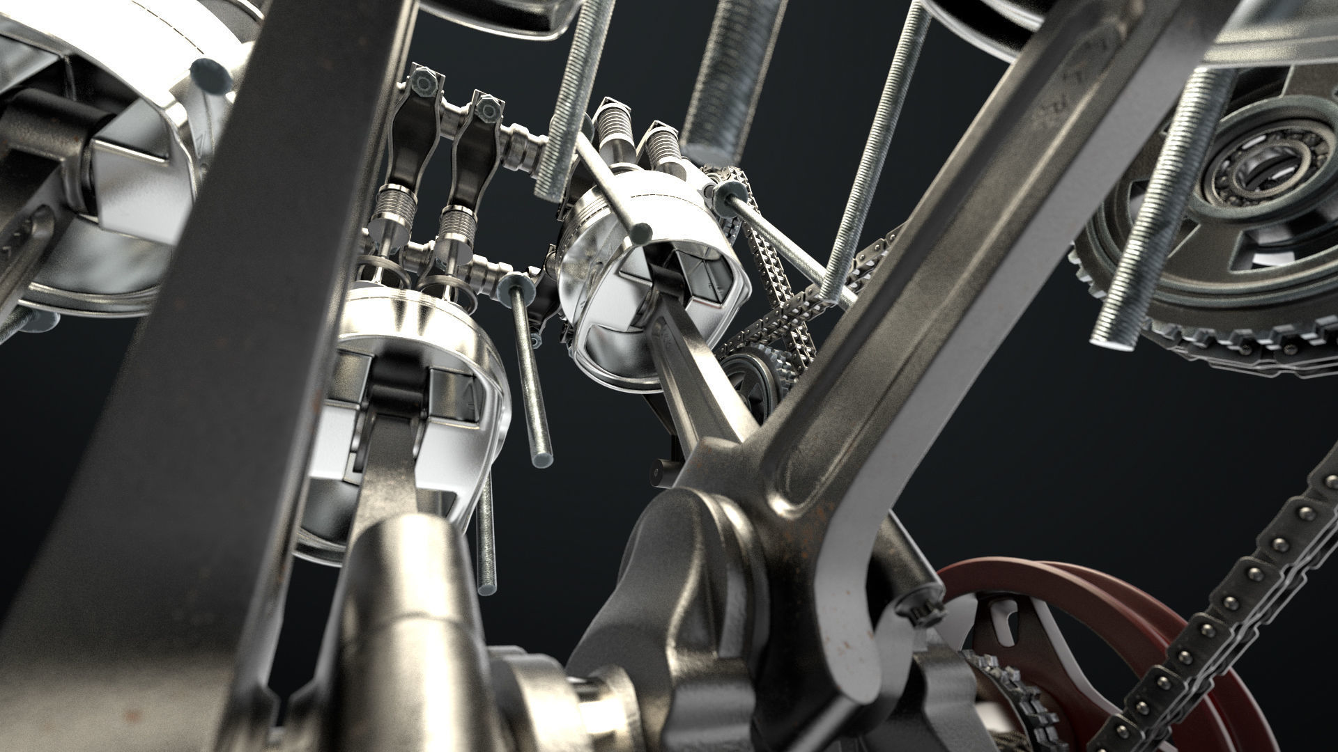 W8 Engine Working Animated 3D model animated rigged | CGTrader