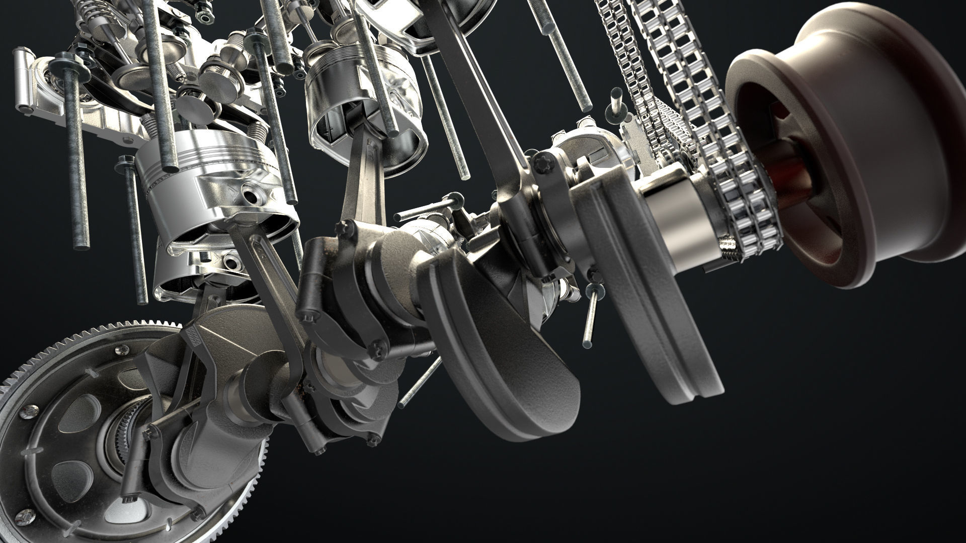 W8 Engine Working Animated 3D model animated rigged | CGTrader