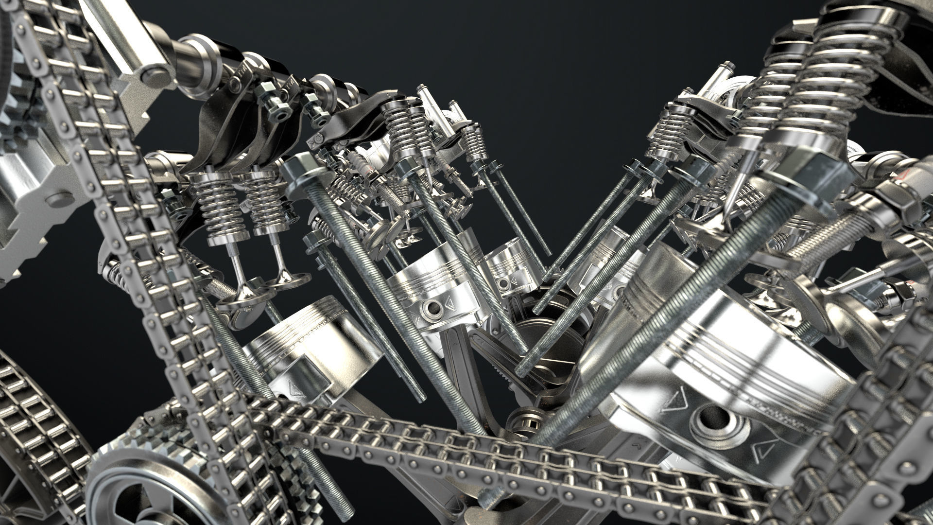 W8 Engine Working Animated 3D model animated rigged | CGTrader