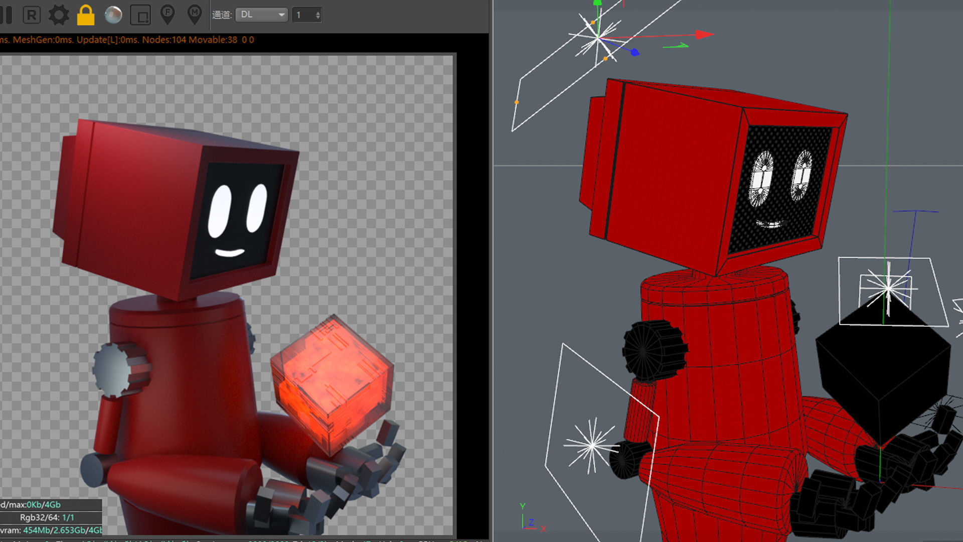 Cartoon Robot scifi machine android Core cube future power 3D model ...