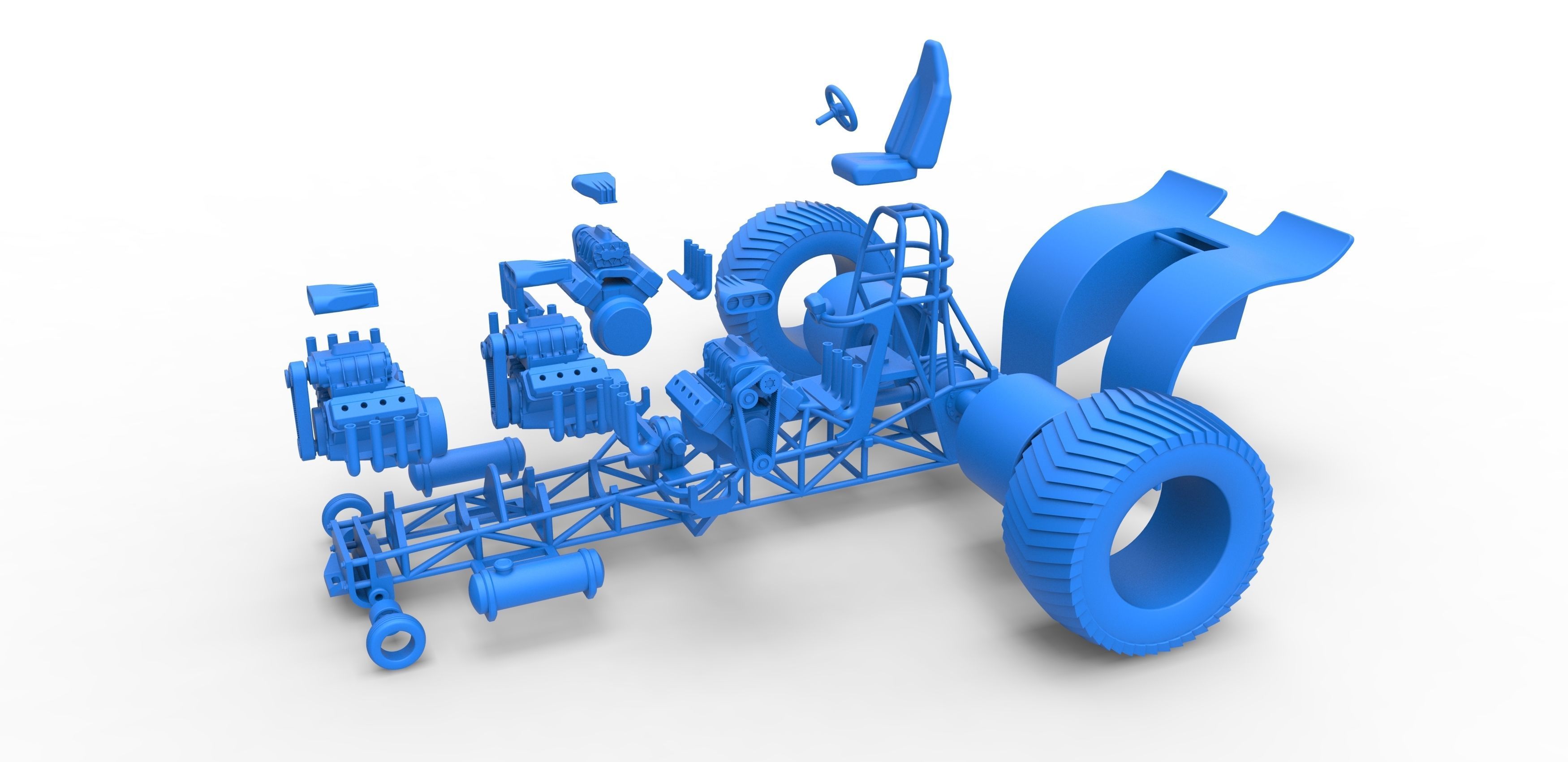 Diecast Pulling tractor 4 engines V8 Version 4 Scale 1 to 25 3D model ...
