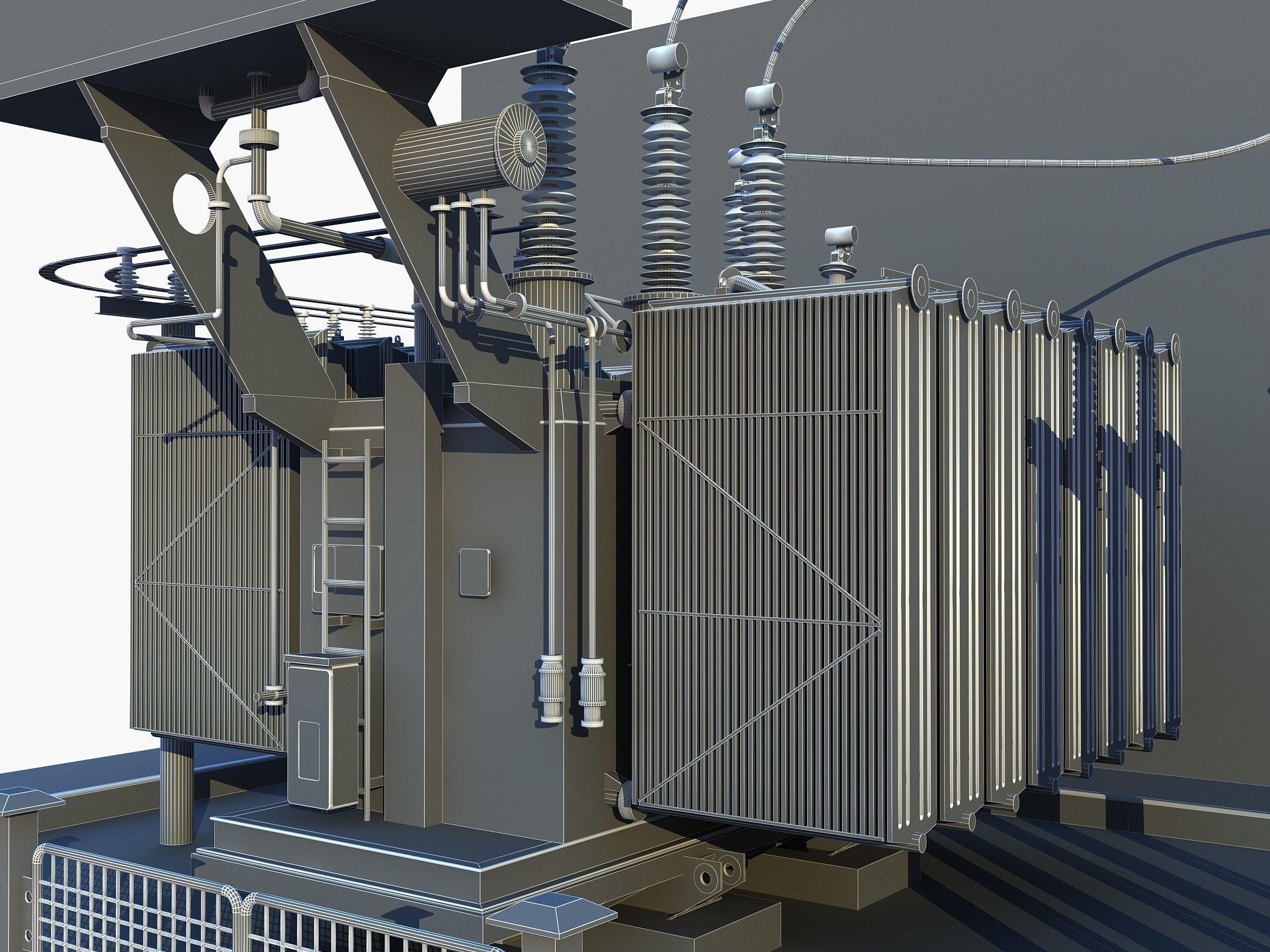 Transformer electrical with fence 3D model | CGTrader