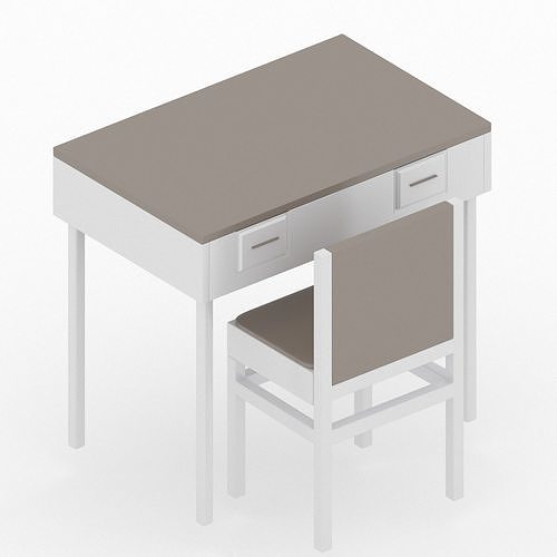 Study desk and chair 3D model | CGTrader
