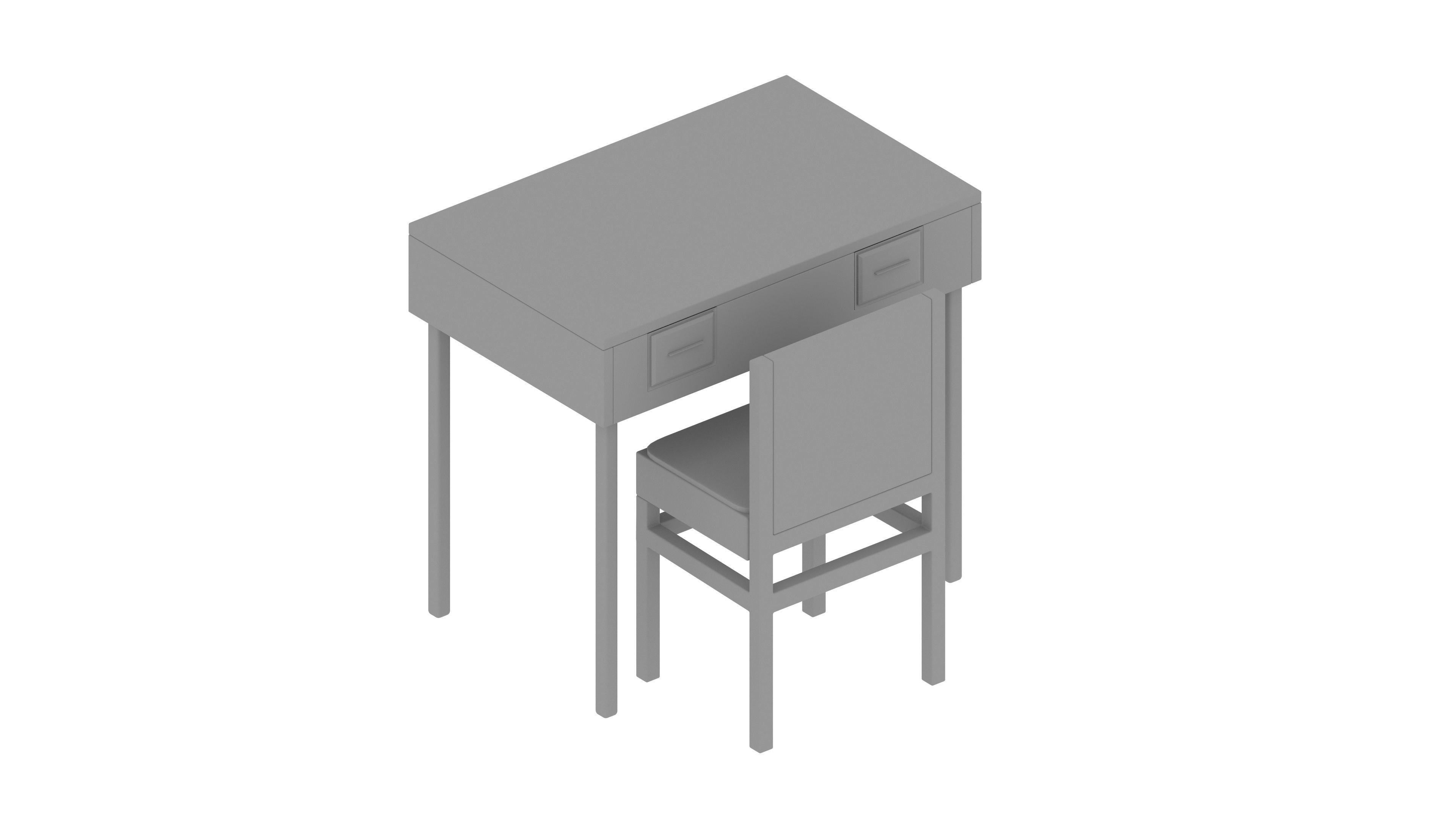 Study desk and chair 3D model | CGTrader