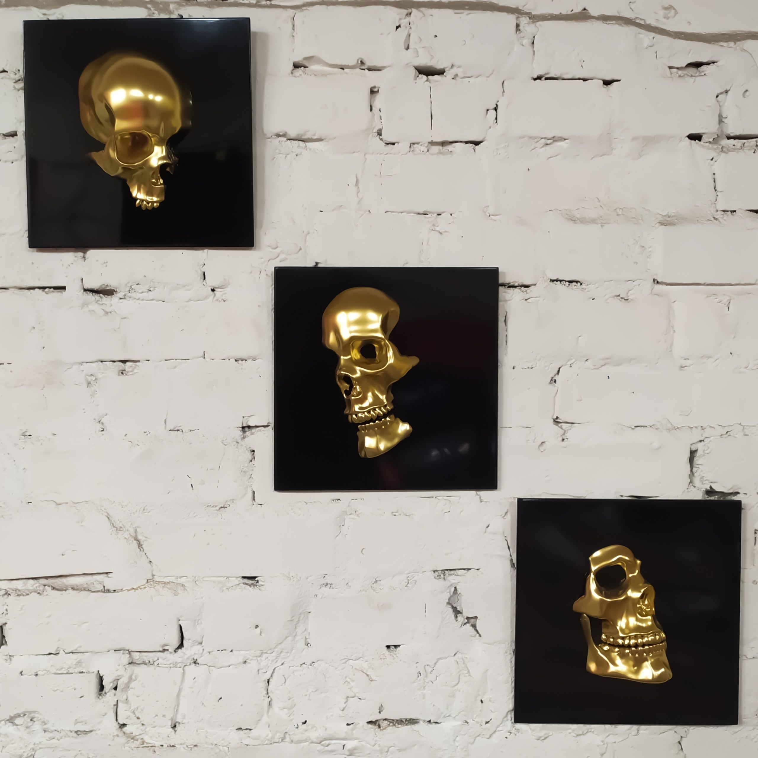 Triptych of human sculls 3D model 3D printable | CGTrader