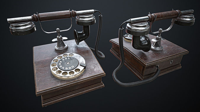3D model Old Vintage Phone Low-poly Game-Ready PBR VR / AR / low-poly ...