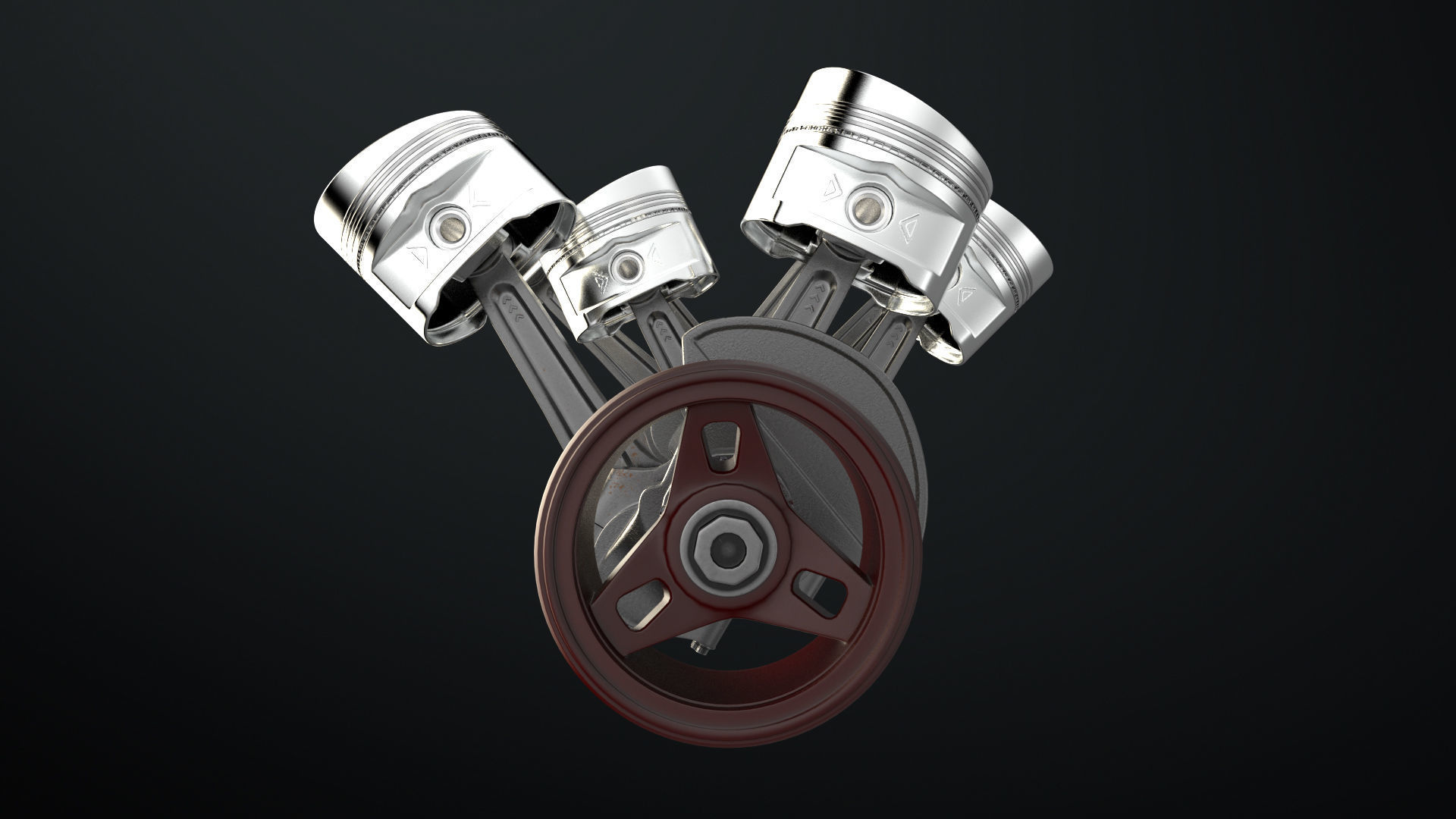 W8 Engine Working Animated 3D model animated rigged | CGTrader