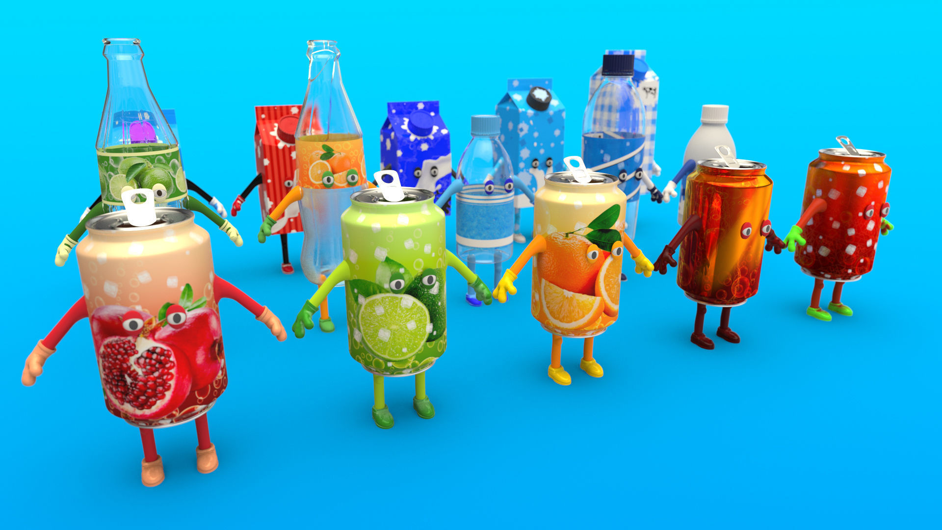 Cartoon Characters Collection 3D model rigged | CGTrader