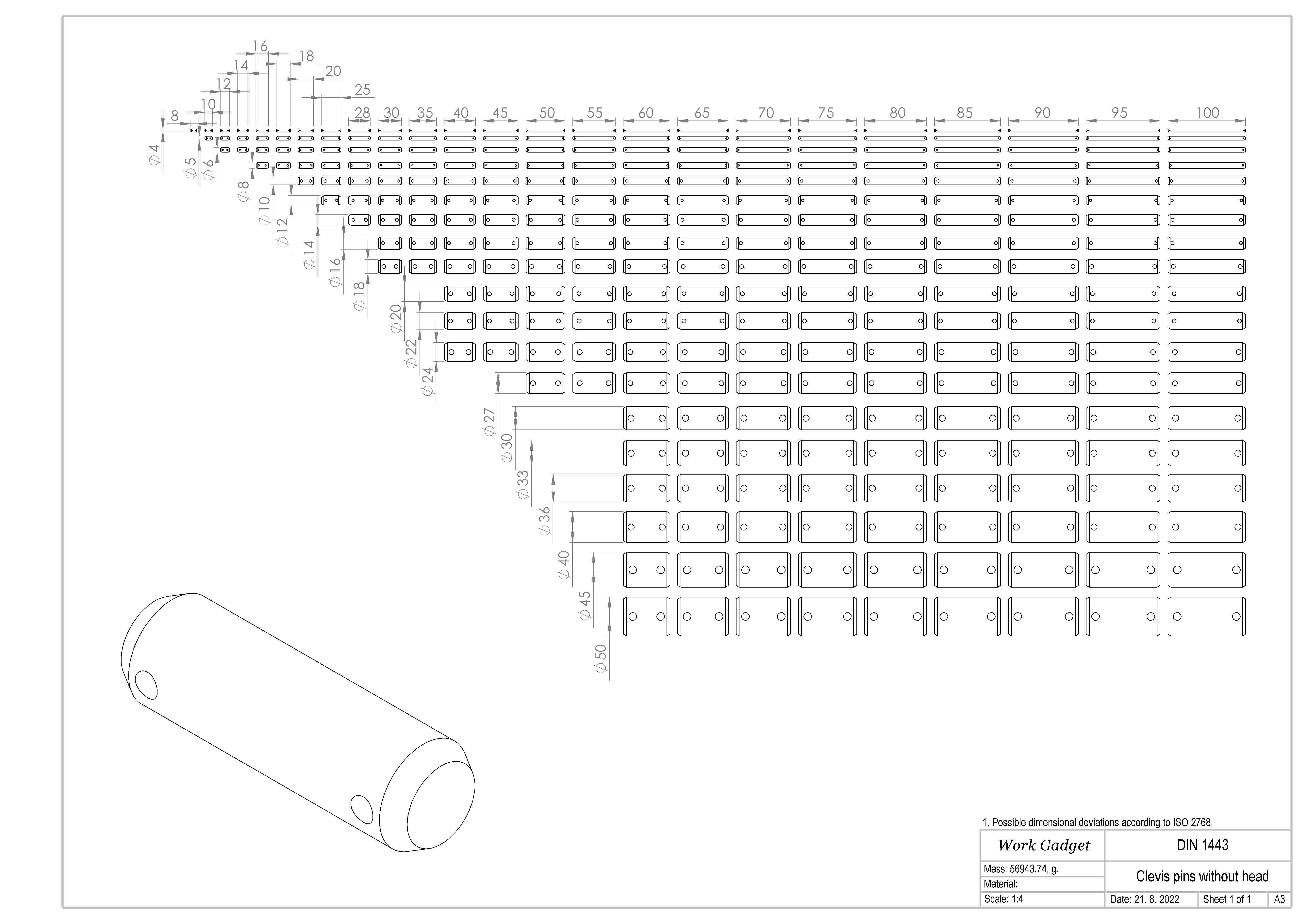 3D model DIN 1443 - Clevis pins VR / AR / low-poly | CGTrader