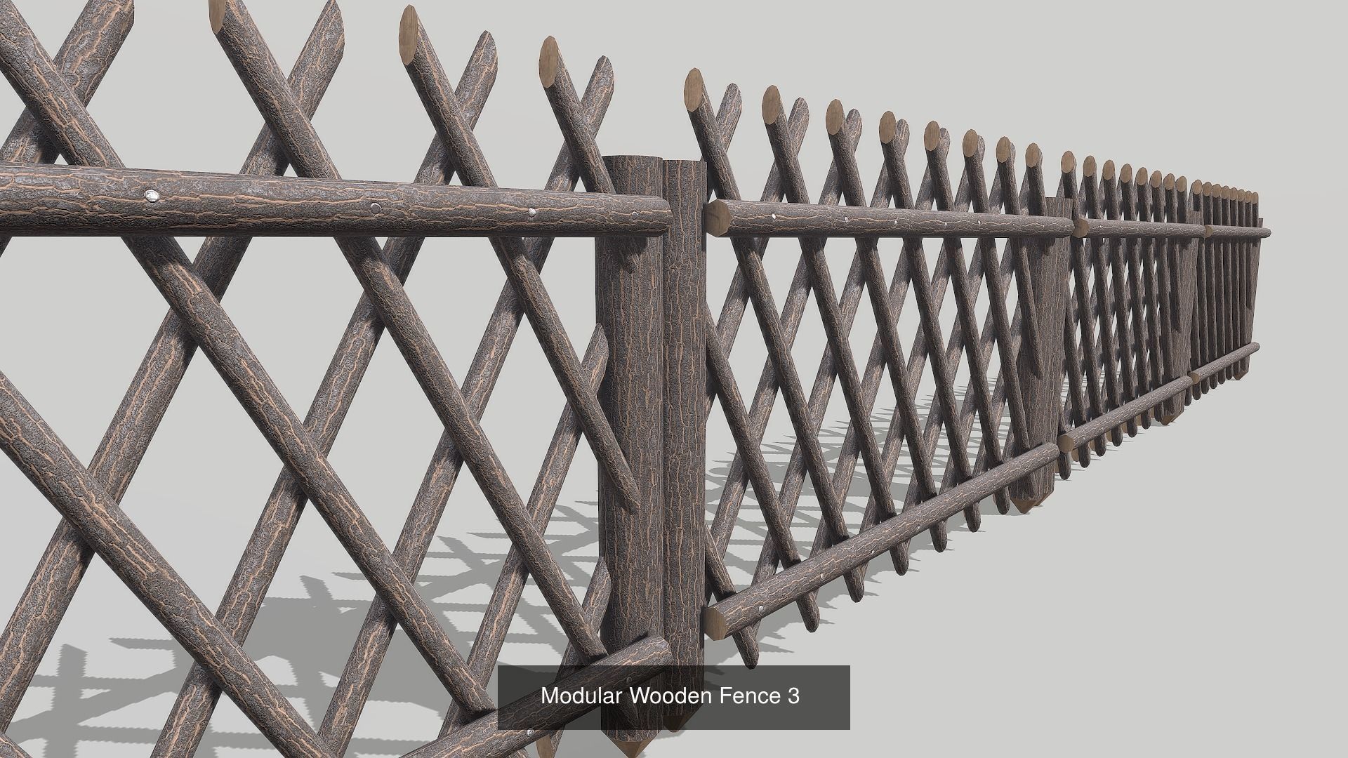 Modular Wooden Low Poly Fence Collection VR / AR / low-poly | CGTrader