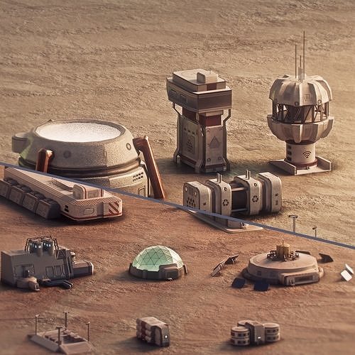 3D Model Collection Space base buildings VR / AR / low-poly | CGTrader