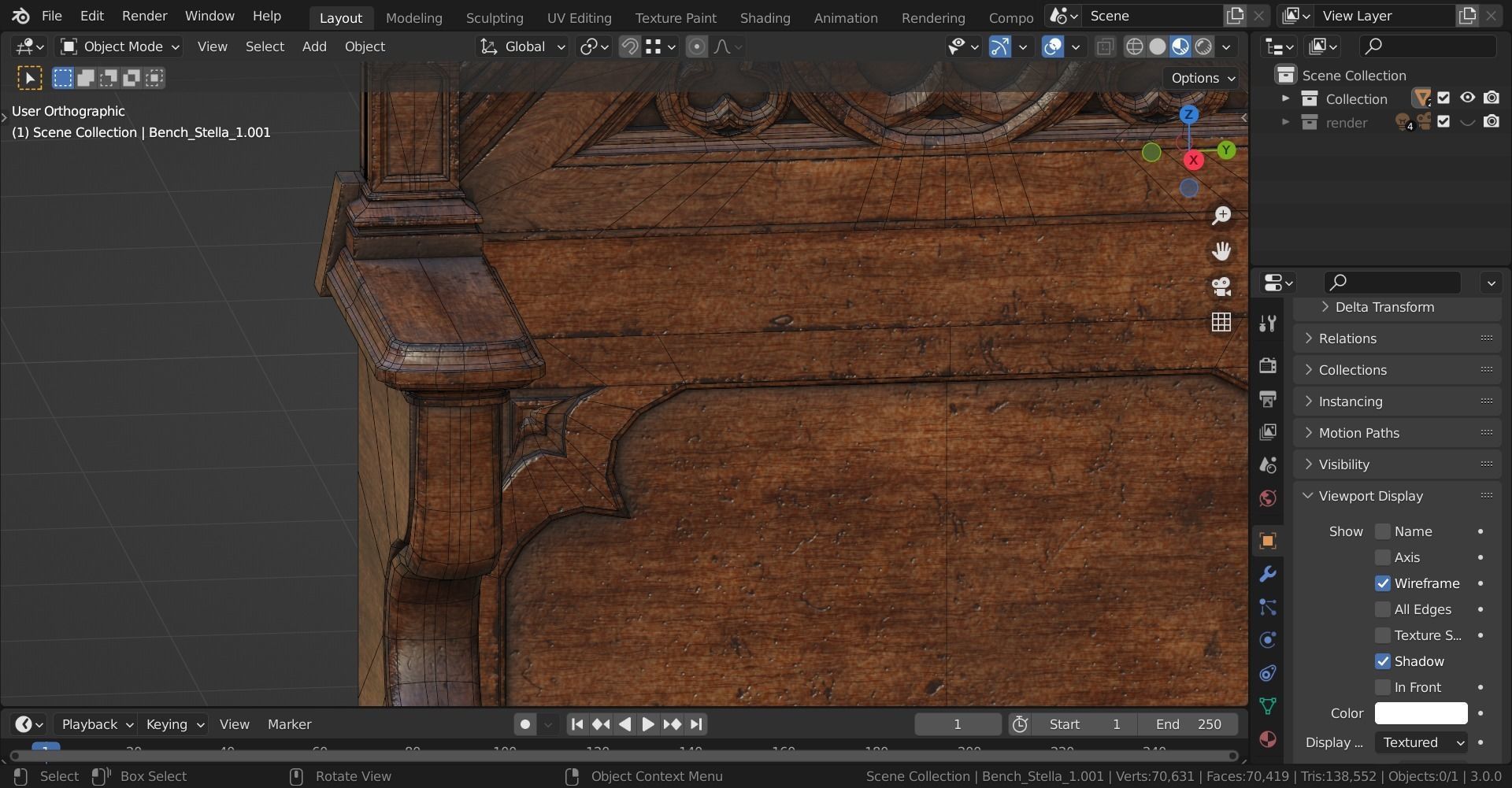Gothic Church Bench 3D model | CGTrader