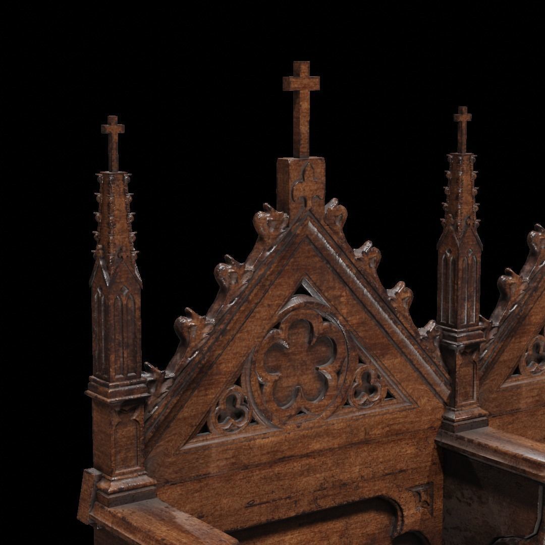 Gothic Church Bench 3D model | CGTrader