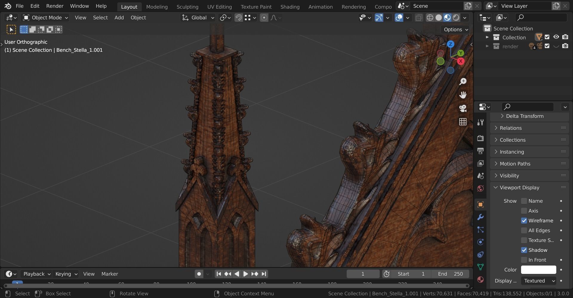 Gothic Church Bench 3D model | CGTrader