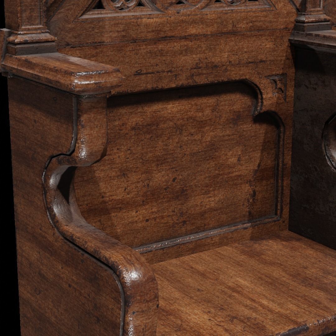 Gothic Church Bench 3D model | CGTrader
