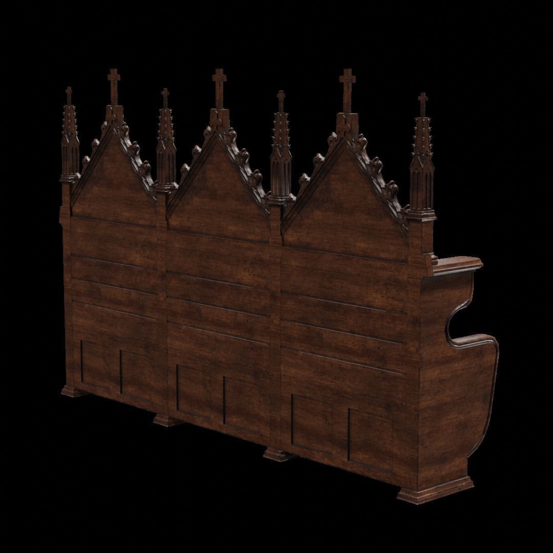 Gothic Church Bench 3D model | CGTrader