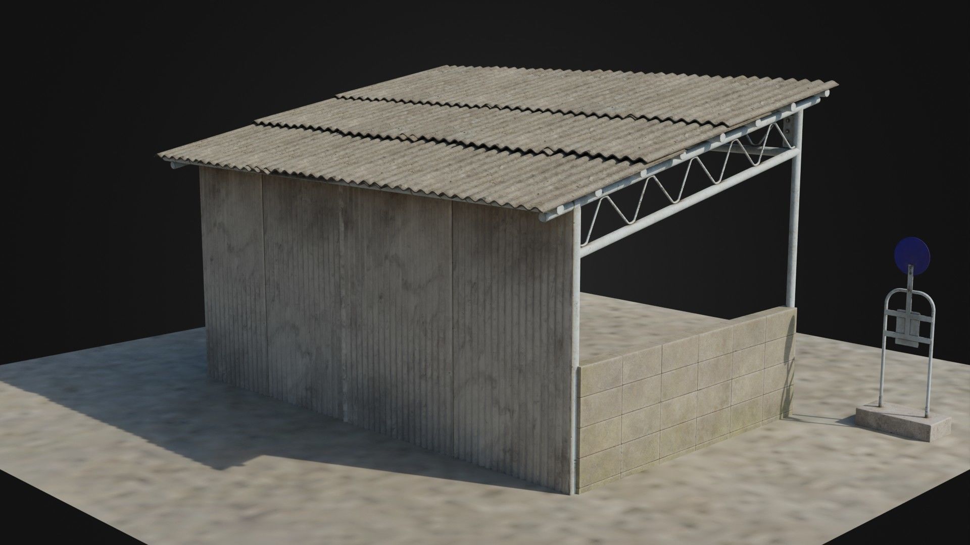 3D model Old Japanese Bus Stop VR / AR / low-poly | CGTrader