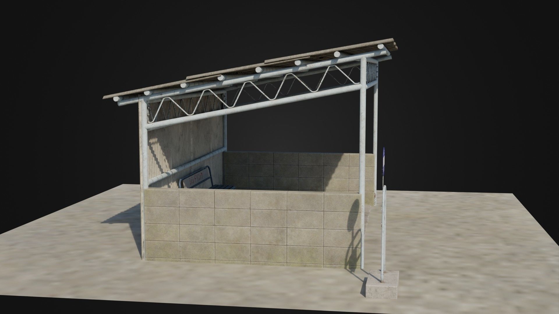 3D model Old Japanese Bus Stop VR / AR / low-poly | CGTrader