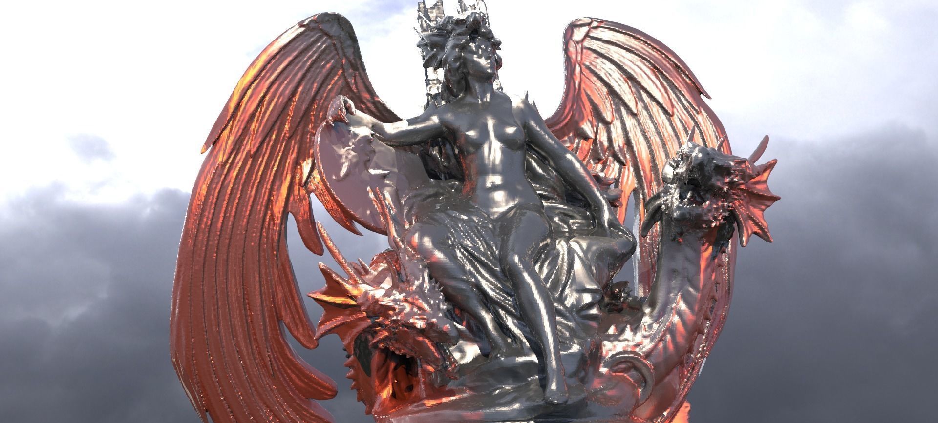 Silver Angel Throne Queen 3D 3D model | CGTrader