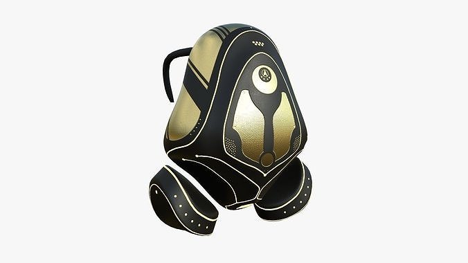 3D model SciFi Backpack H03 Black Gold - Fashion Character Design VR ...
