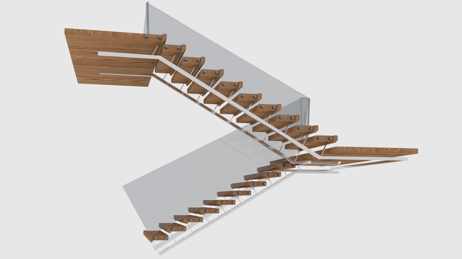 Wooden staircase model 3D model | CGTrader