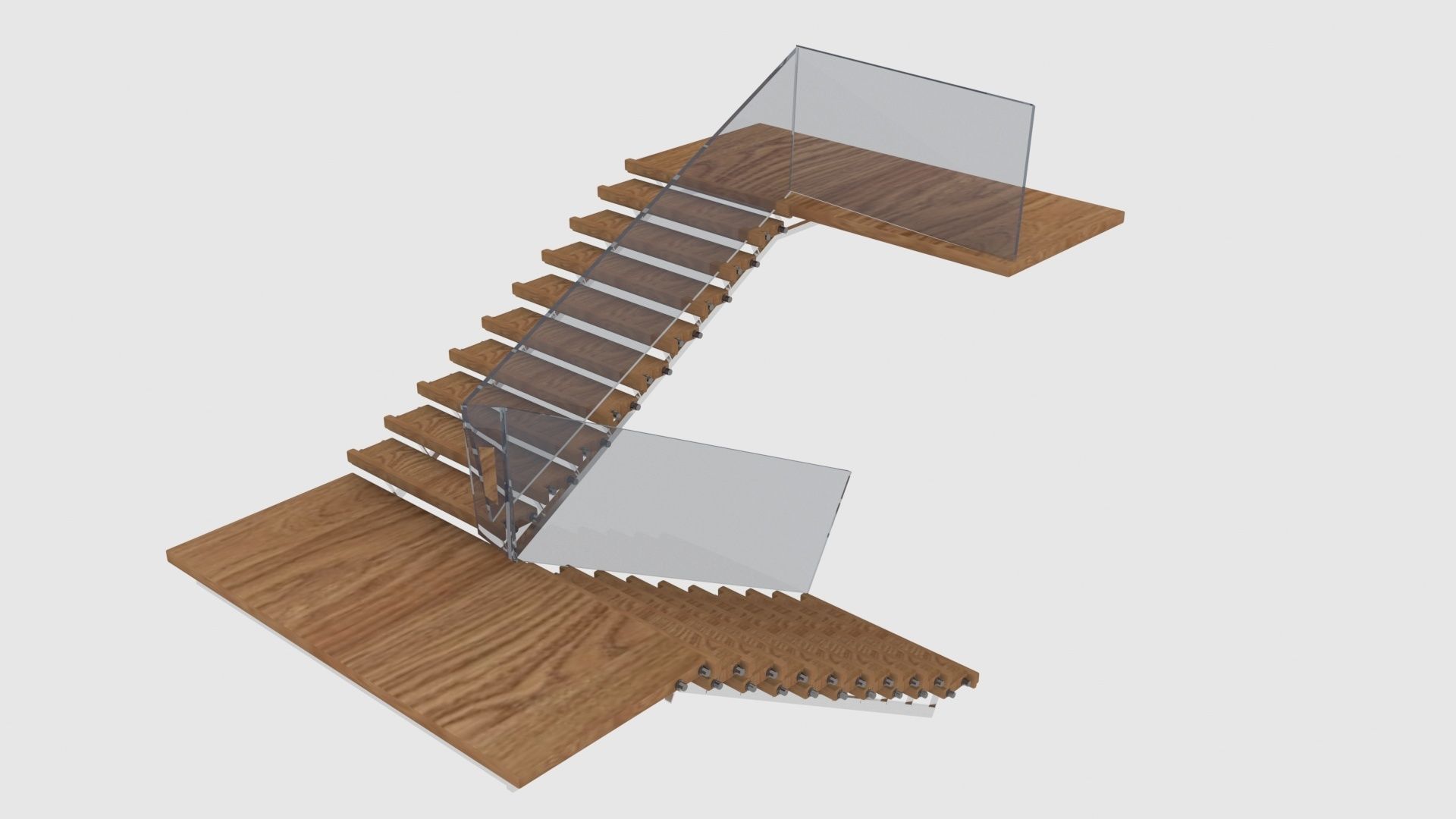 Wooden staircase model 3D model | CGTrader