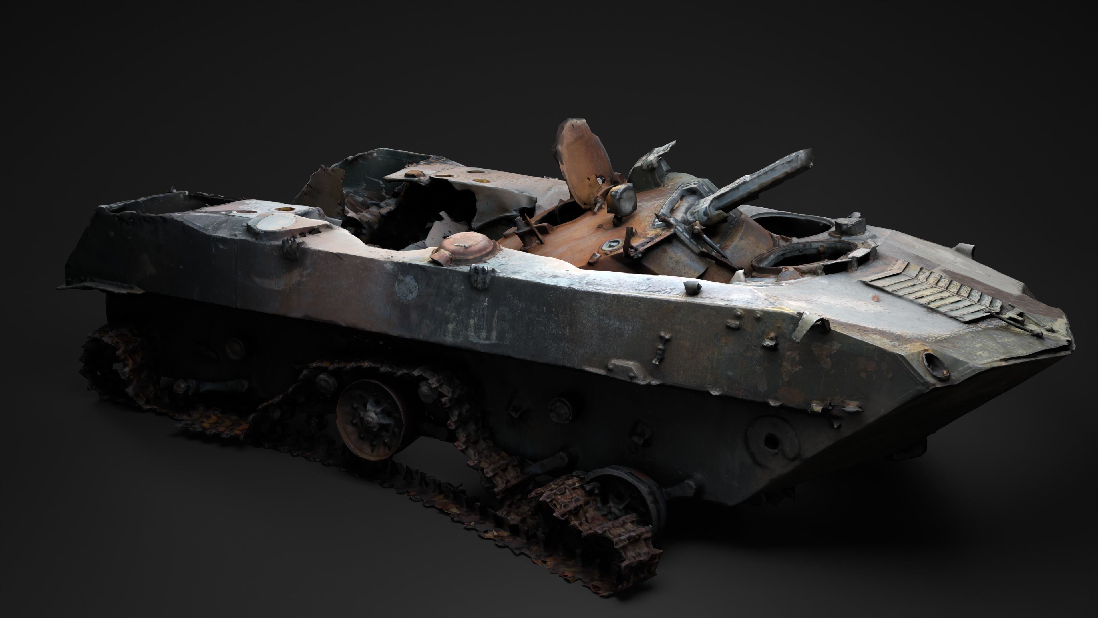 3D model Burnt russian BMD-2 Photoscan Game Ready VR / AR / low-poly | CGTrader