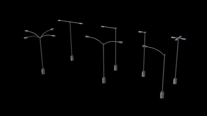 3D model Urban Street Light Pack with 4K Texture Sets VR / AR / low ...