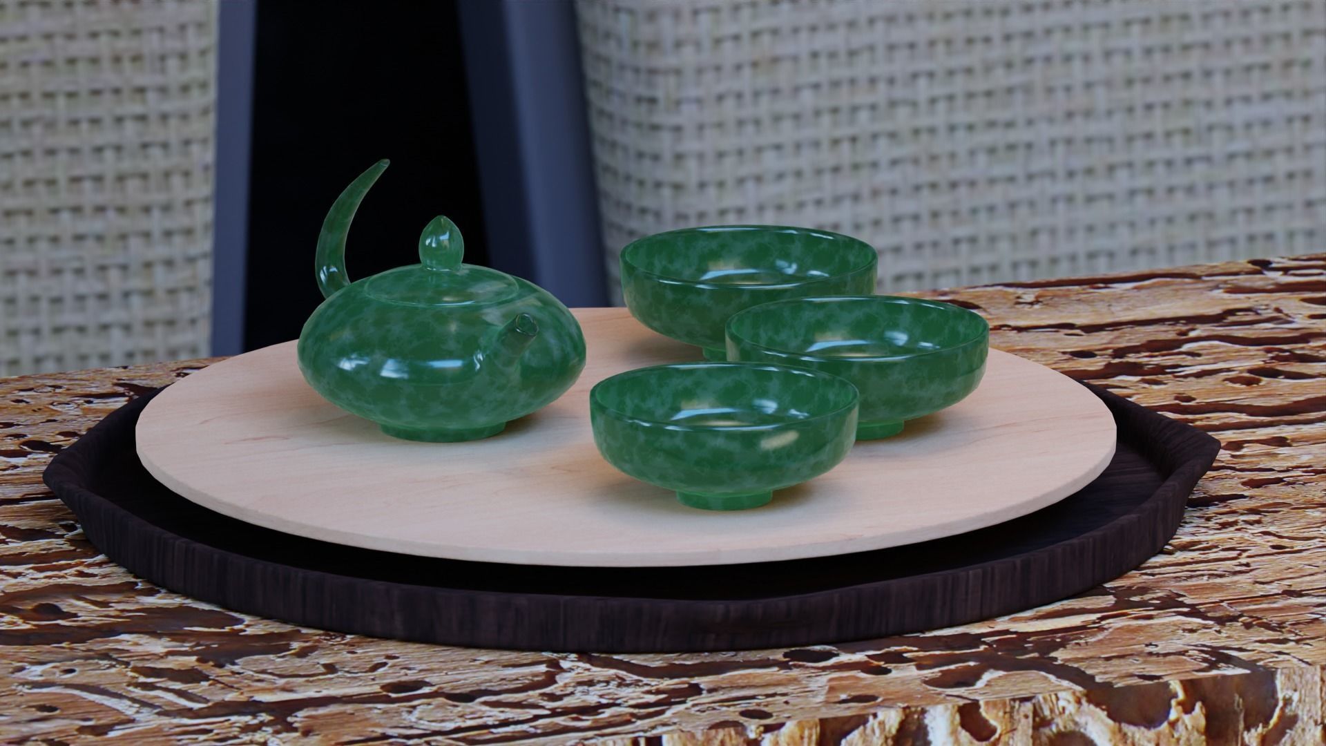 3D model Chinese Jade Tea Set VR / AR / low-poly | CGTrader
