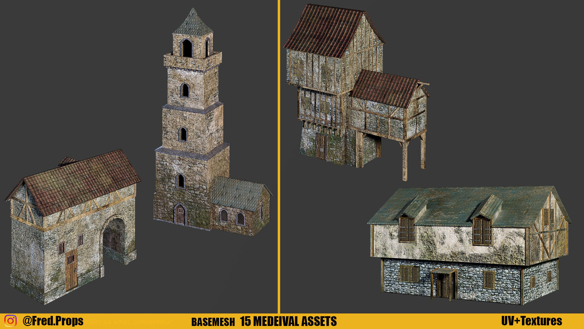 3D model MEDIEVAL ASSETS Vol 2 Basemesh 4kTextures VR / AR / low-poly ...
