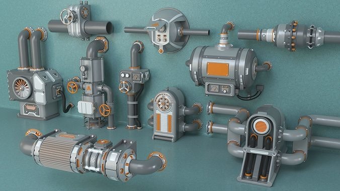 Wall Tube Mechanism Props 2 - 10 pieces 3D model | CGTrader