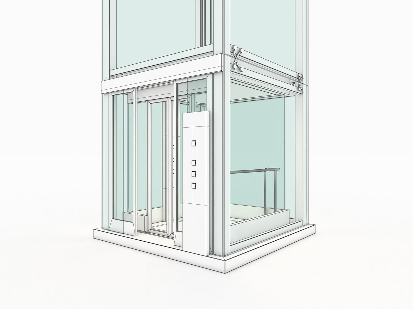 Elevator tall glass 3D model | CGTrader
