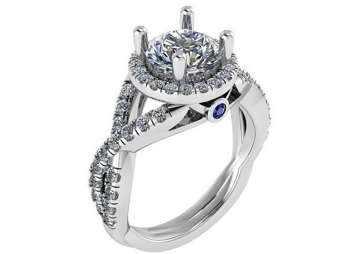 Round Halo Twisted Ring 1667 3D model 3D printable | CGTrader