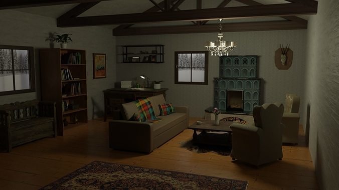 old living room free 3D model | CGTrader