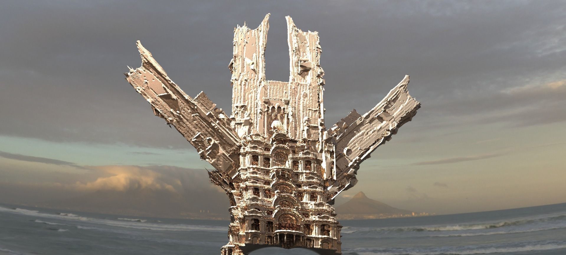 Stone Monolith Architecture Wings 3D model | CGTrader