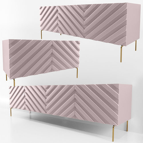 Decorative Chevron Console Blush Pink 3D model | CGTrader