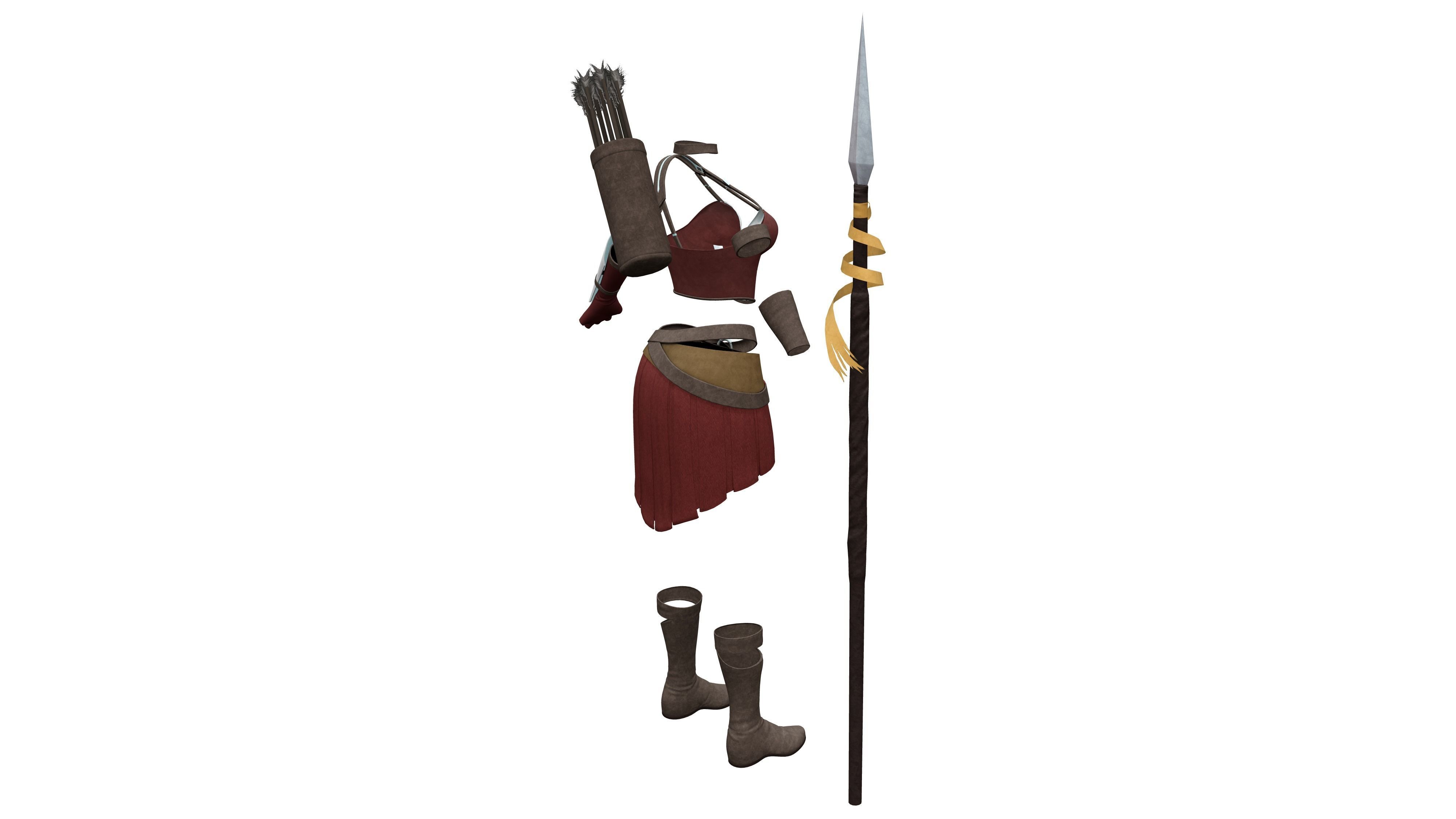 3D model Full Warrior Archer Outfit VR / AR / low-poly | CGTrader