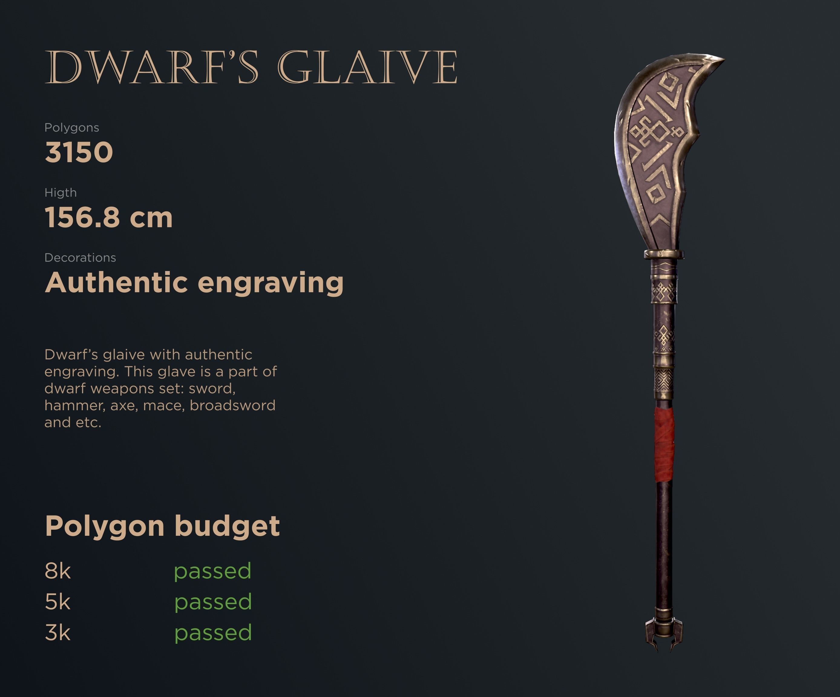 3D model Dwarf glaive VR / AR / low-poly | CGTrader