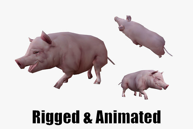 3D model low-poly animated pig VR / AR / low-poly | CGTrader