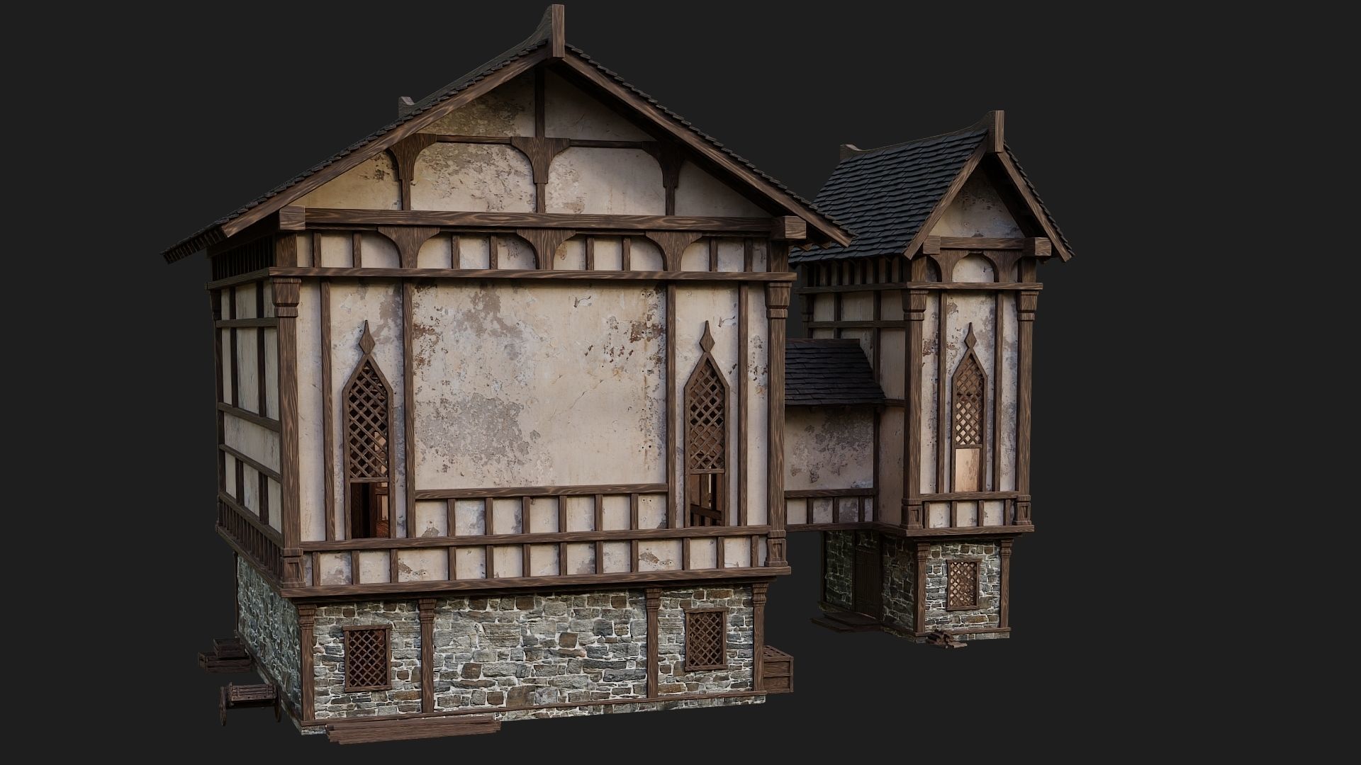 3D model Old Medieval Building 4K Textures GameReady 104 VR / AR / low ...