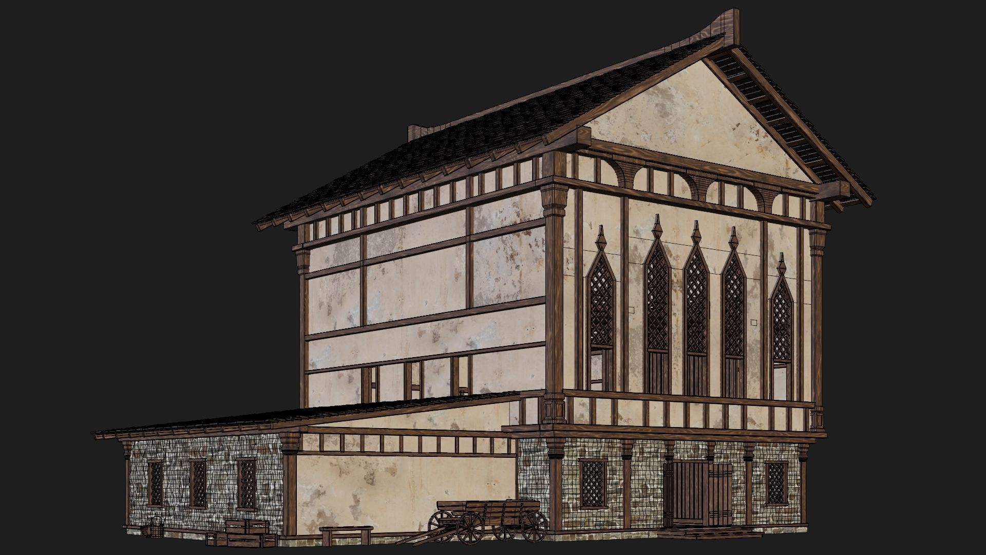 3D model 4 Old Medieval Buildings Pack 4K Textures GameReady 101 to 104 ...