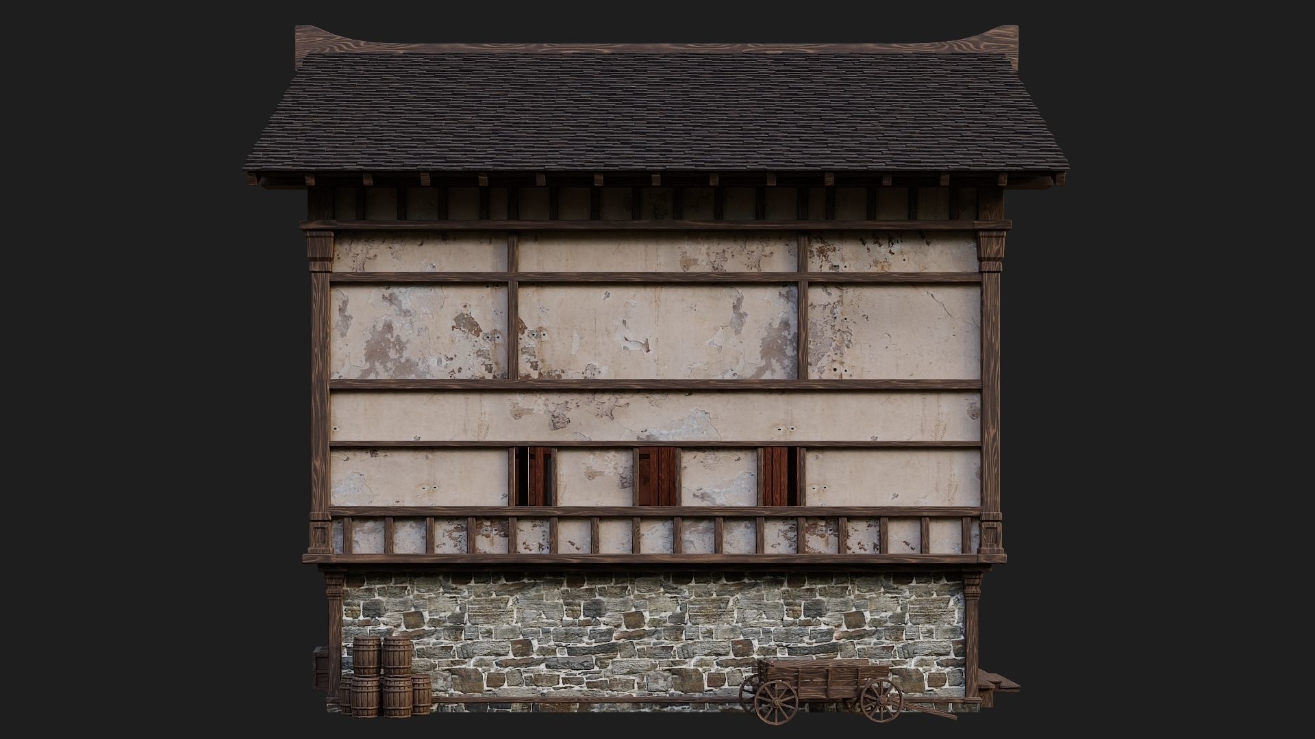 3D model 4 Old Medieval Buildings Pack 4K Textures GameReady 101 to 104 ...