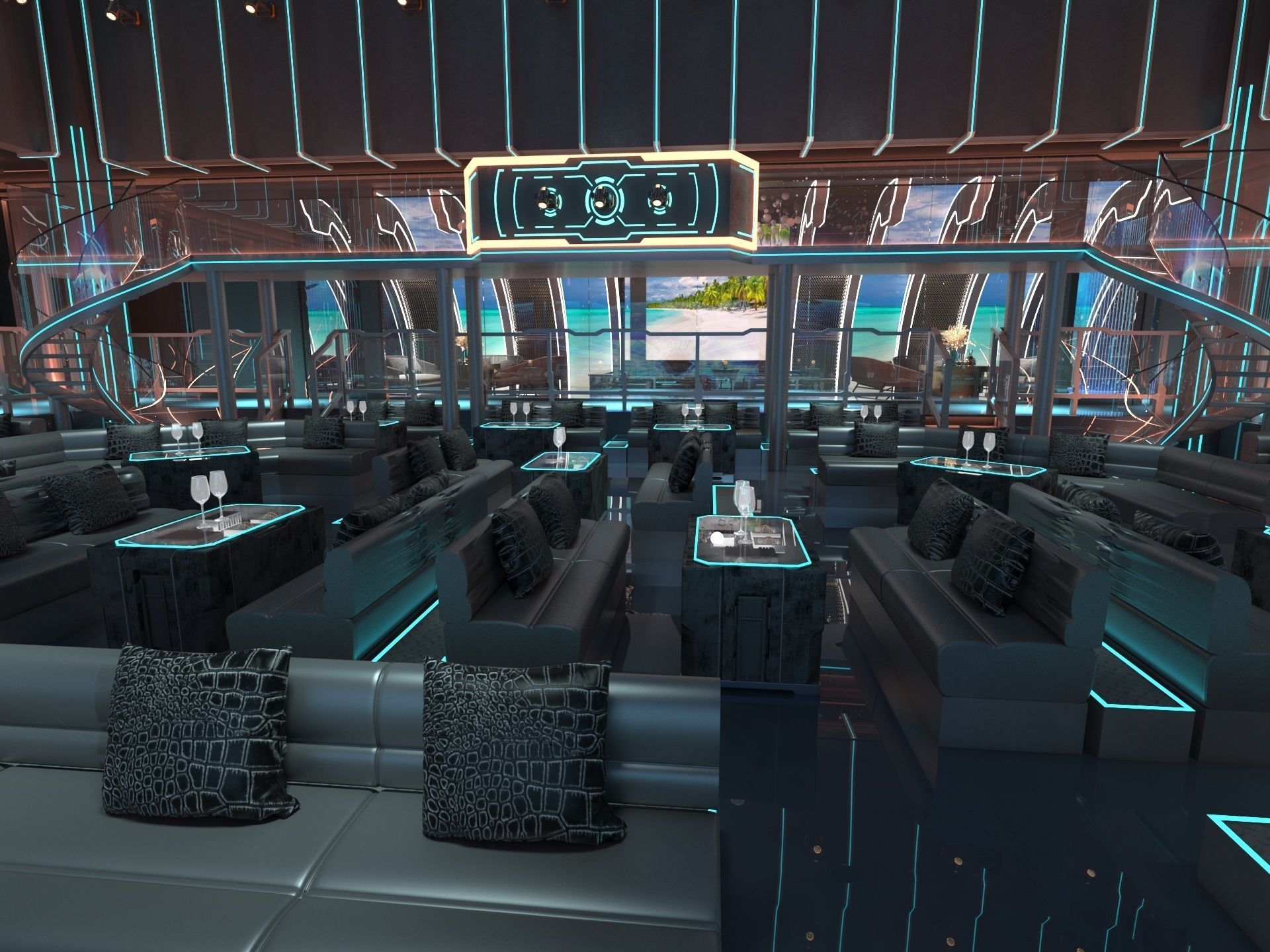 Bar 1 futuristic restaurant interior design 3D model | CGTrader