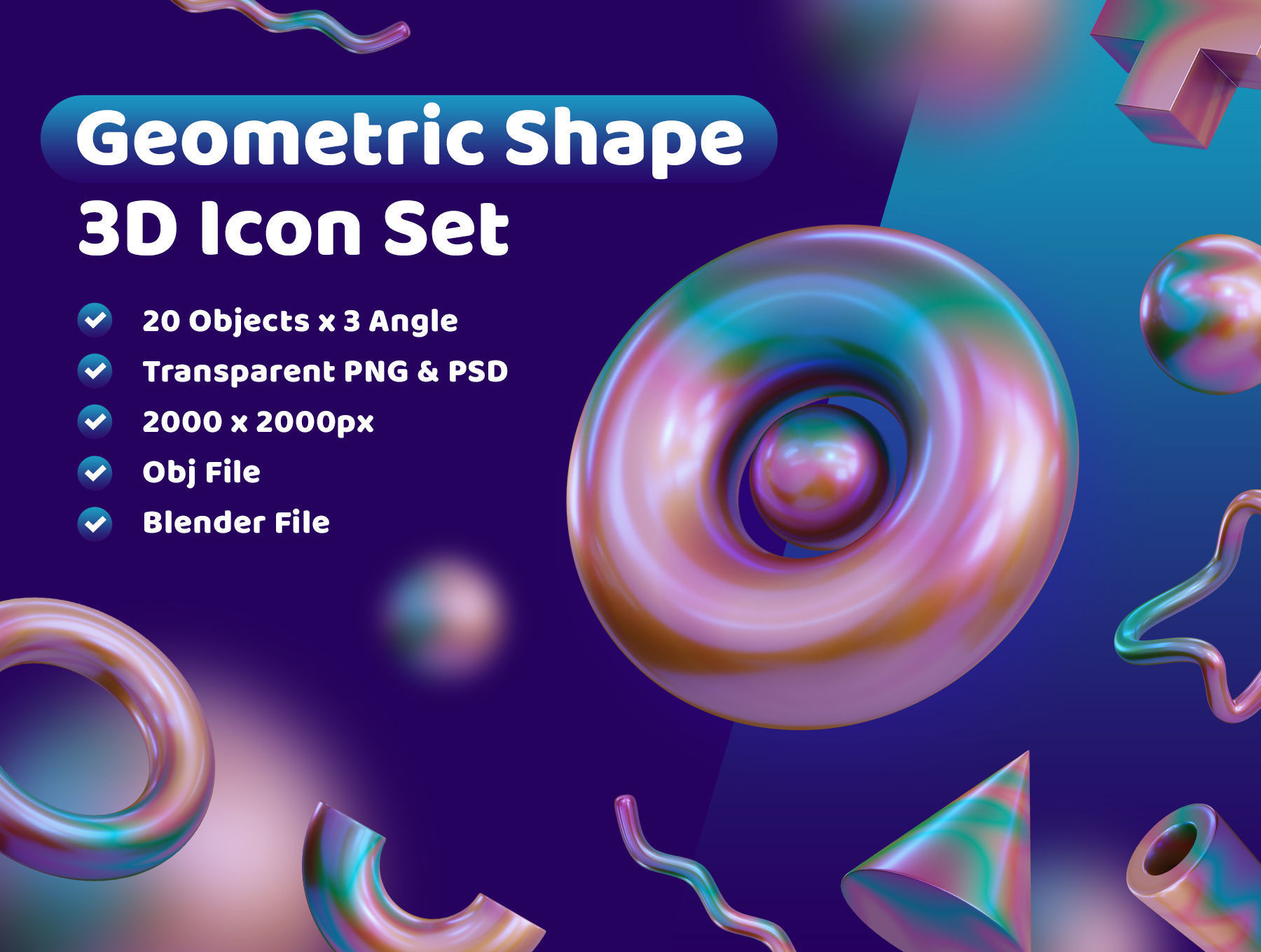 3D model Abstract Geometric Shape Icon Pack 3D Model VR / AR / low-poly ...