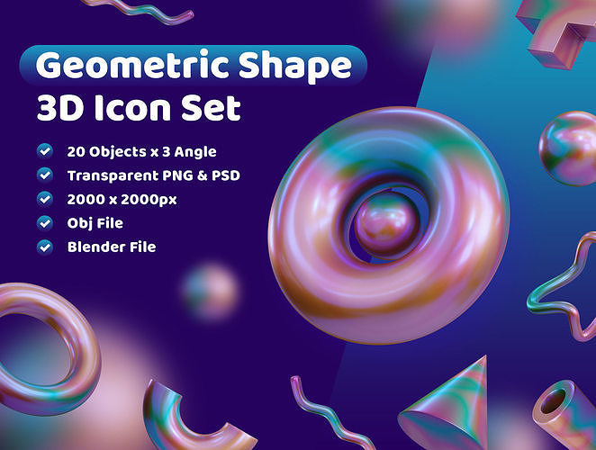 3D model Abstract Geometric Shape Icon Pack 3D Model VR / AR / low-poly ...