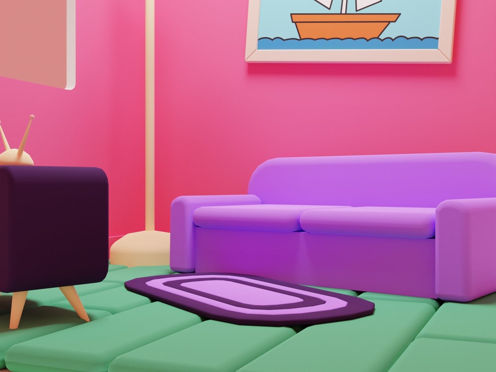 New Pink Isometric Room model on Blender 3D model | CGTrader