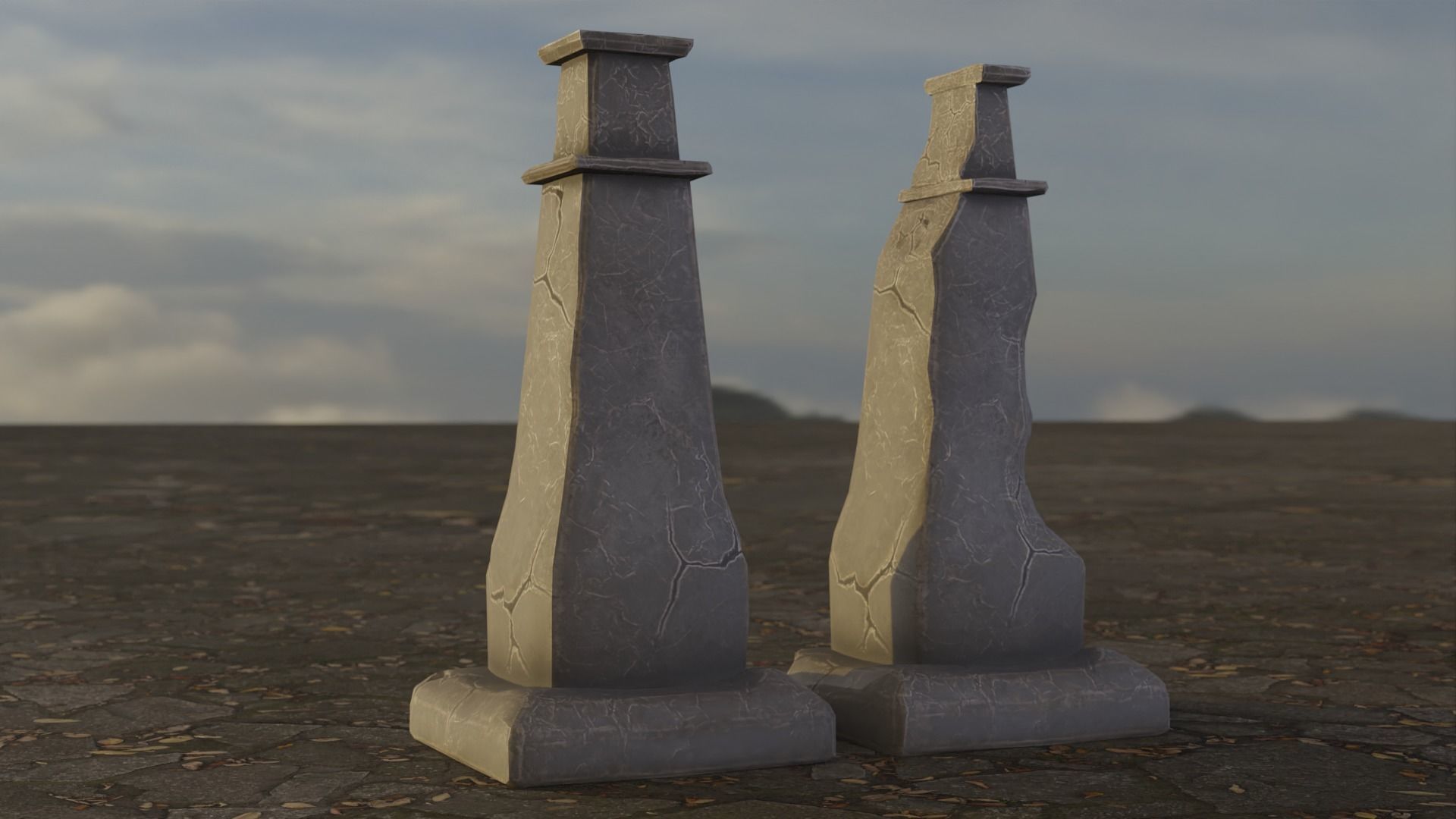3D model Hand Sculpted cemetery gravestones part 2 VR / AR / low-poly ...