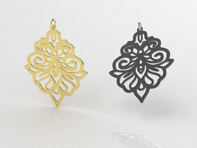 motif two pendants in gold 3D model 3D printable | CGTrader